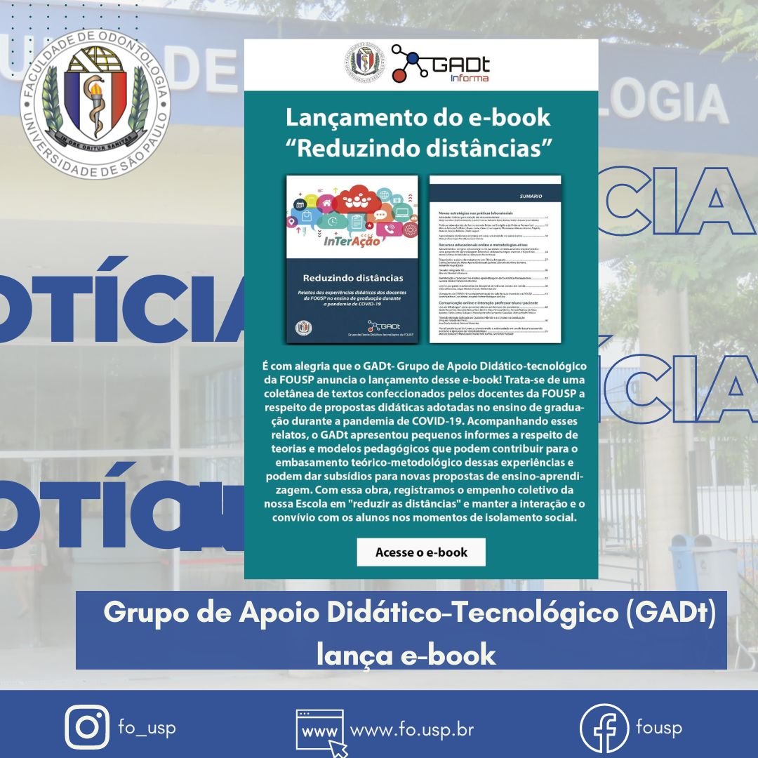 Grupo de Apoio Didático-Tecnológico (GADt) lança e-book